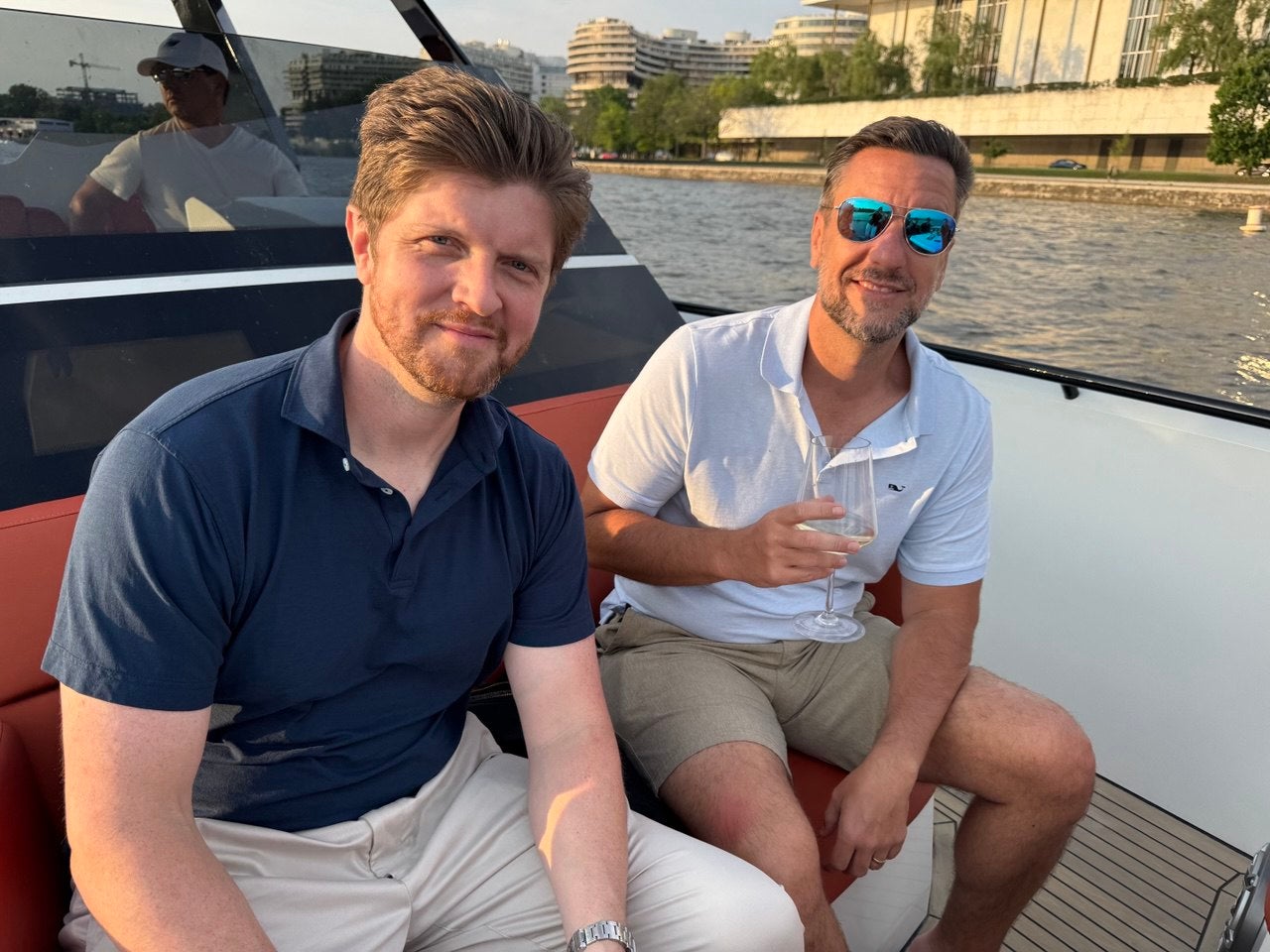 Clay, Buck and Producer Ali Cruise the Potomac