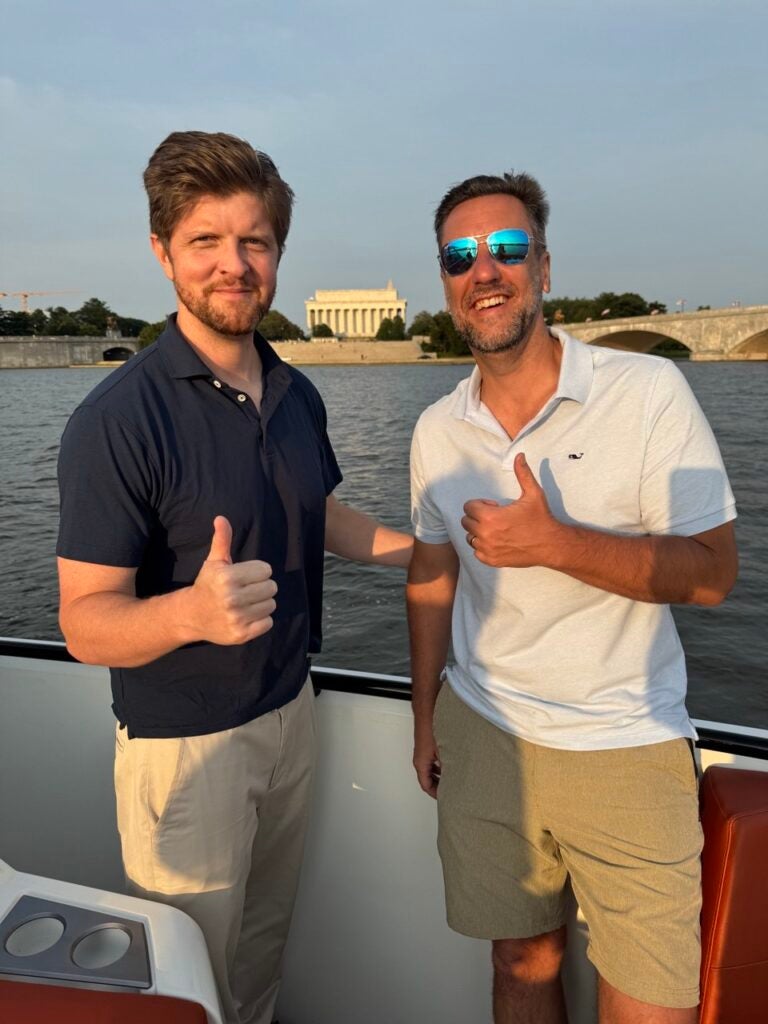 Clay, Buck and Producer Ali Cruise the Potomac